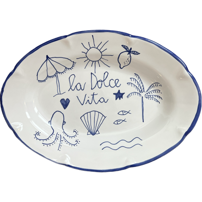 Plat ovale Dolce Vita Bleu 32 cm